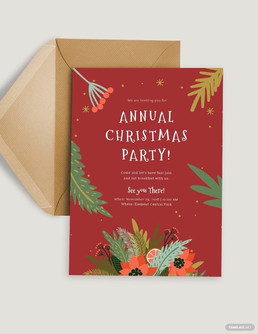 Free Red Christmas Invitation Template Download In Word Illustrator 