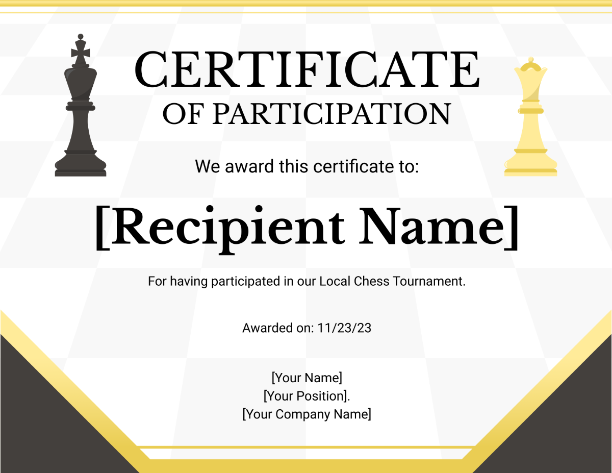 Chess Certificate Template - Edit Online & Download Example | Template.net