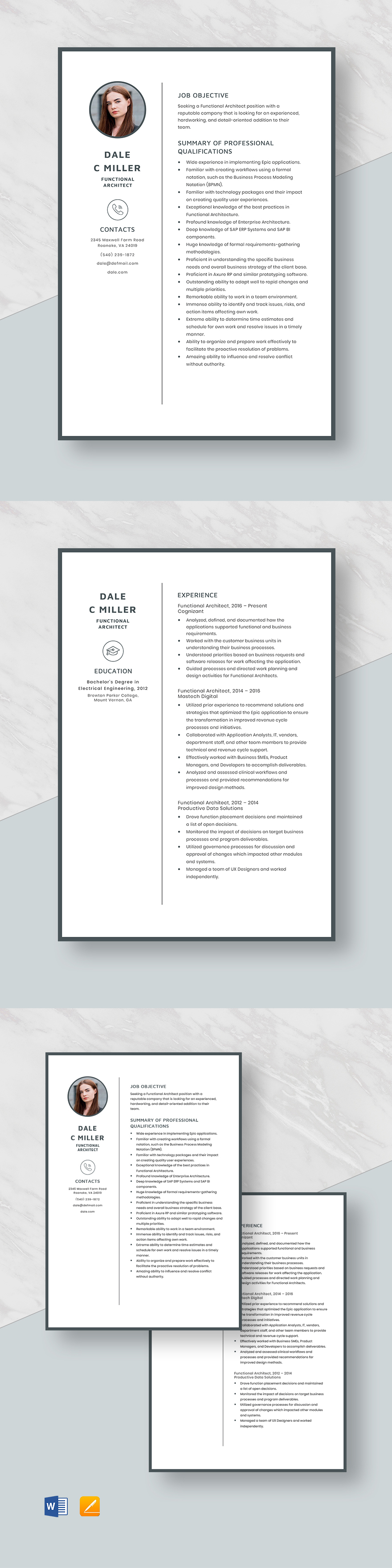 Architect Resume Template - Word, Apple Pages, PSD, Publisher ...