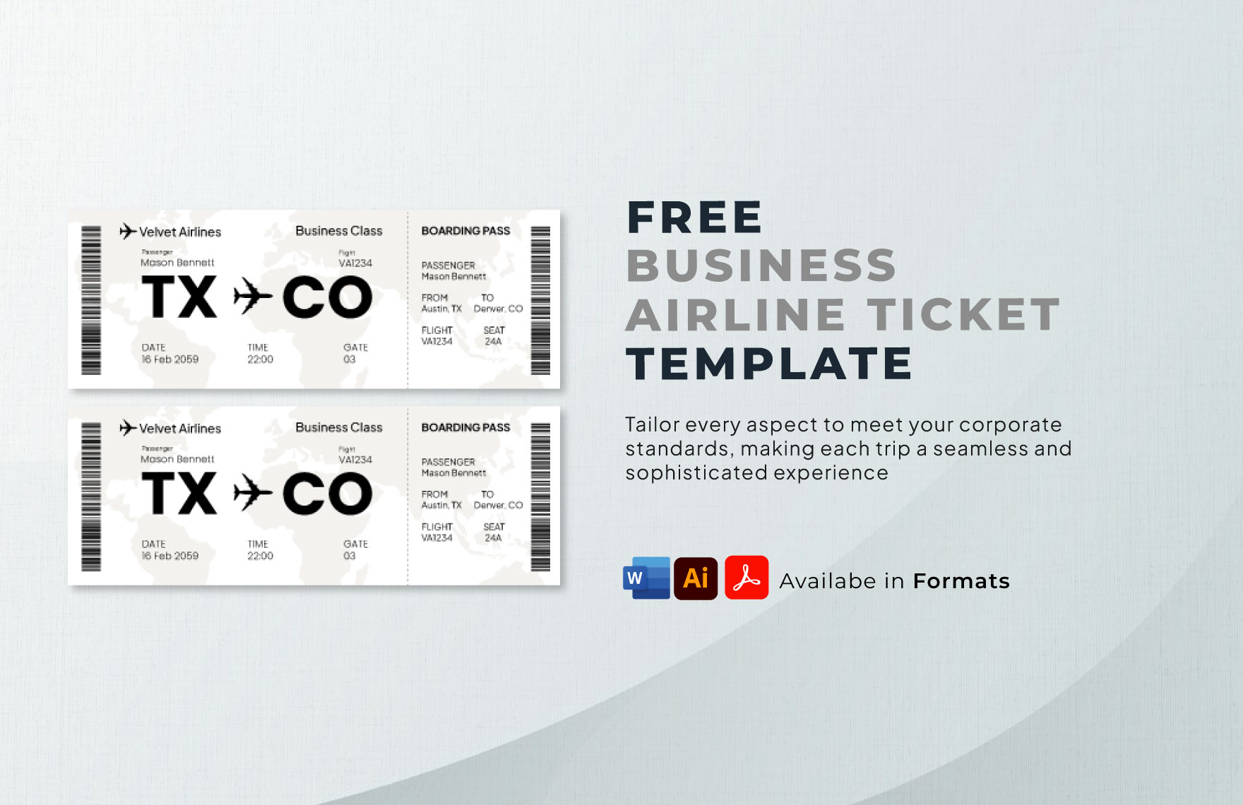 Airline Ticket Templates In Word Free Plane Ticket Template Printable