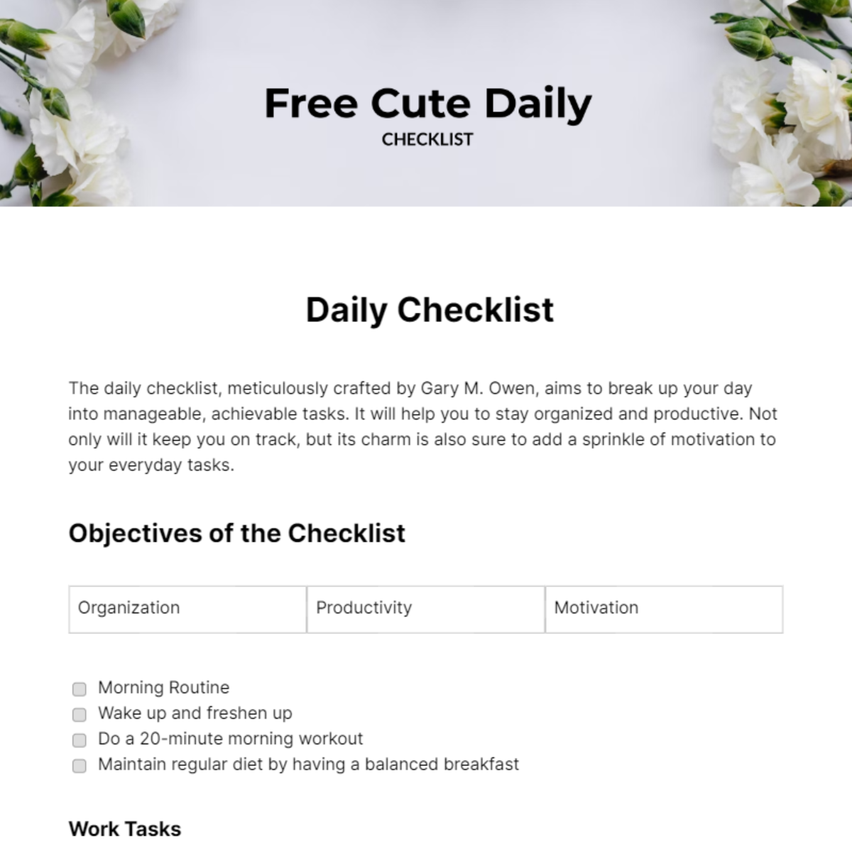 Free Cute Daily Checklist - Edit Online & Download | Template.net