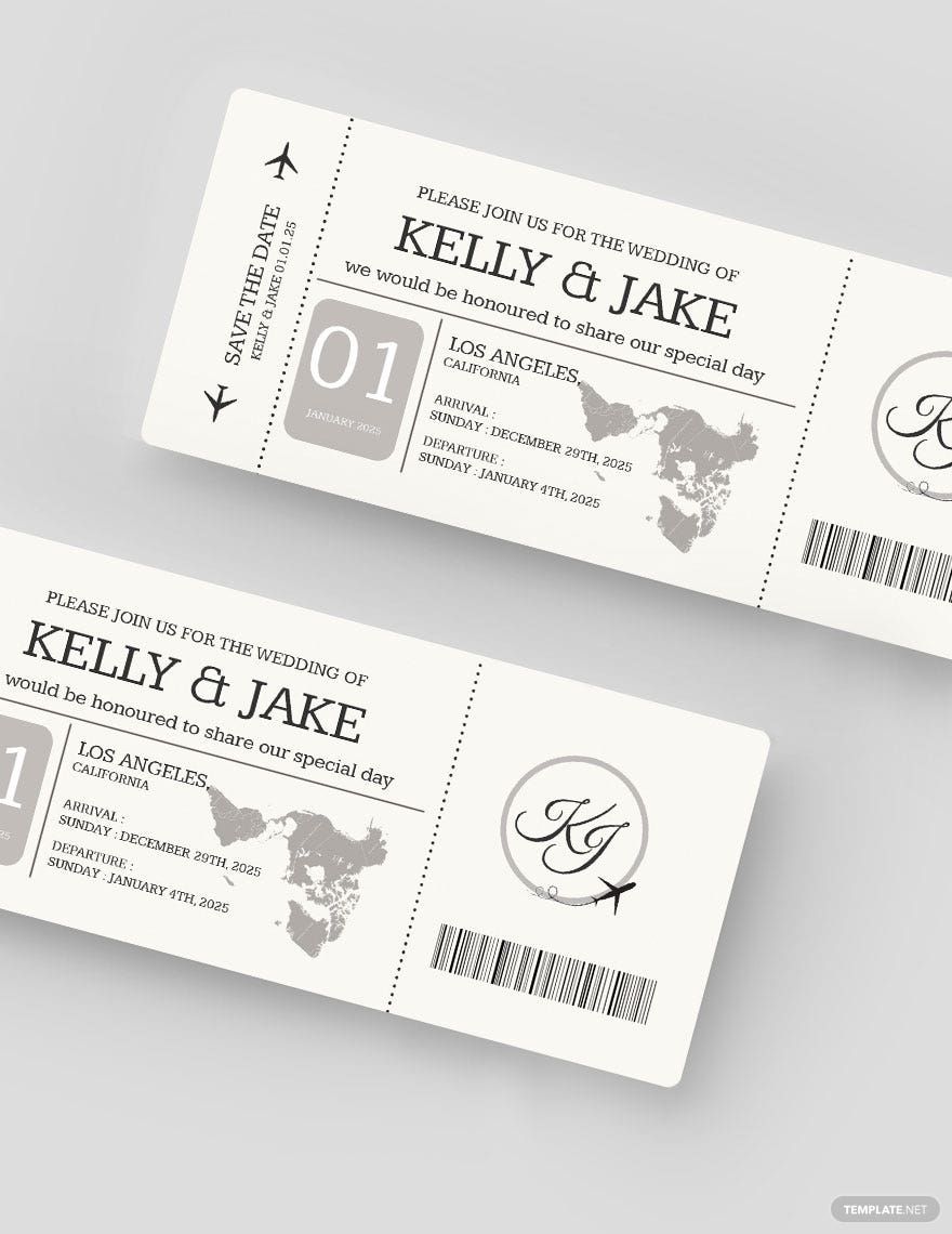 Save The Date Boarding Pass Invitation Template Illustrator Word 