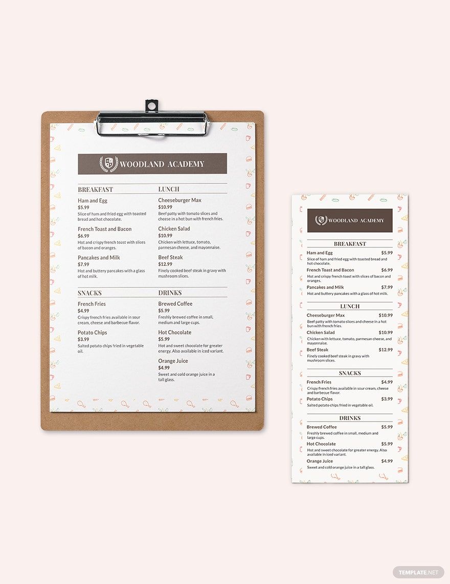 School Menu - 28+ Free Templates in PSD, PDF, Word, AI