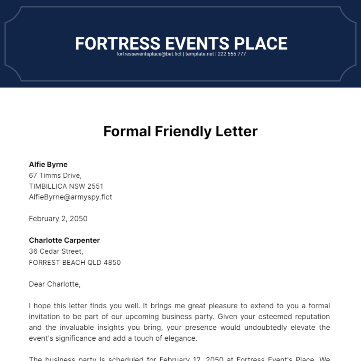 Free Formal Friendly Letter - Edit Online & Download | Template.net