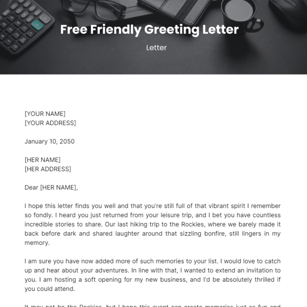 Free Friendly Greeting Letter - Edit Online & Download | Template.net