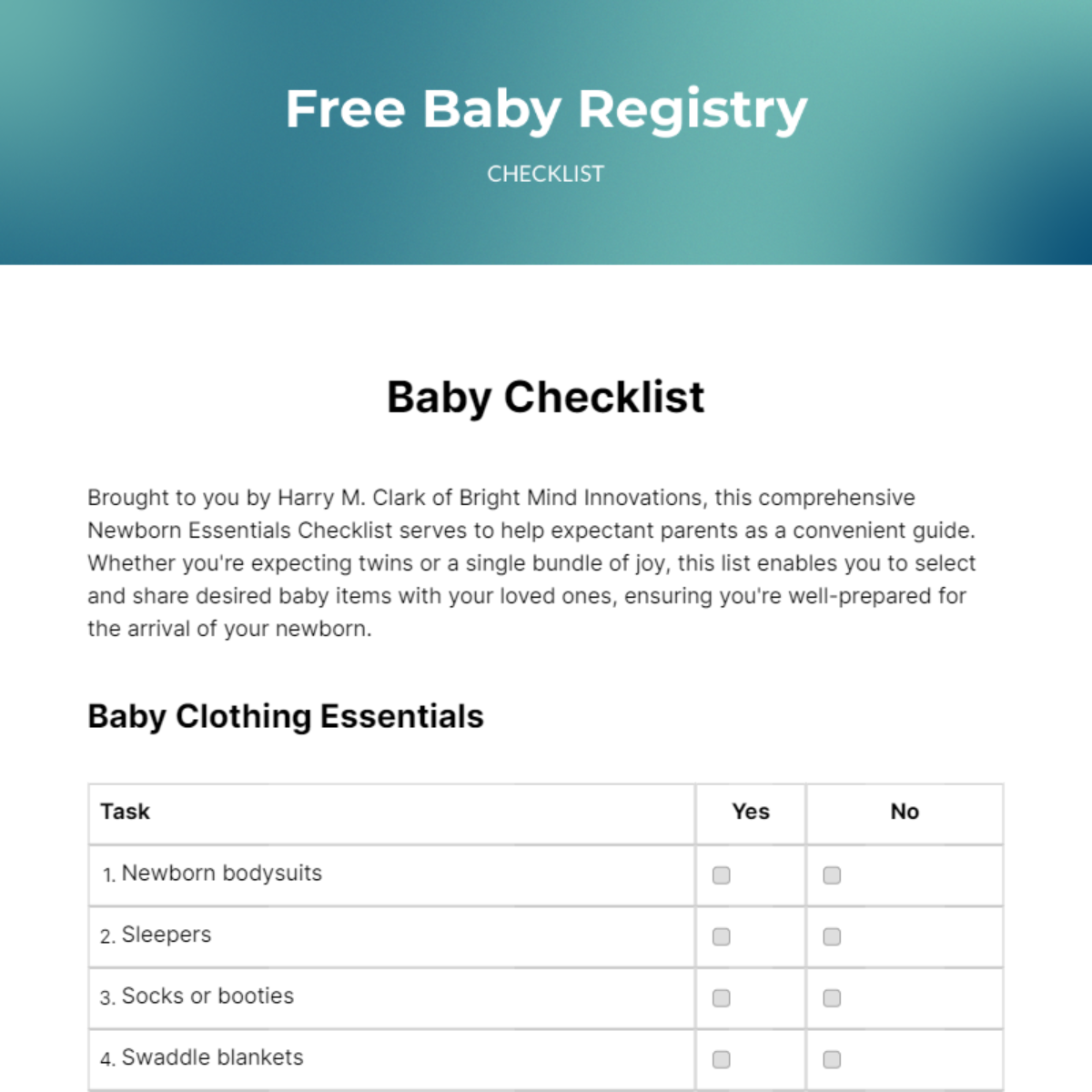 Baby Registry Checklist Template - Edit Online & Download Example ...