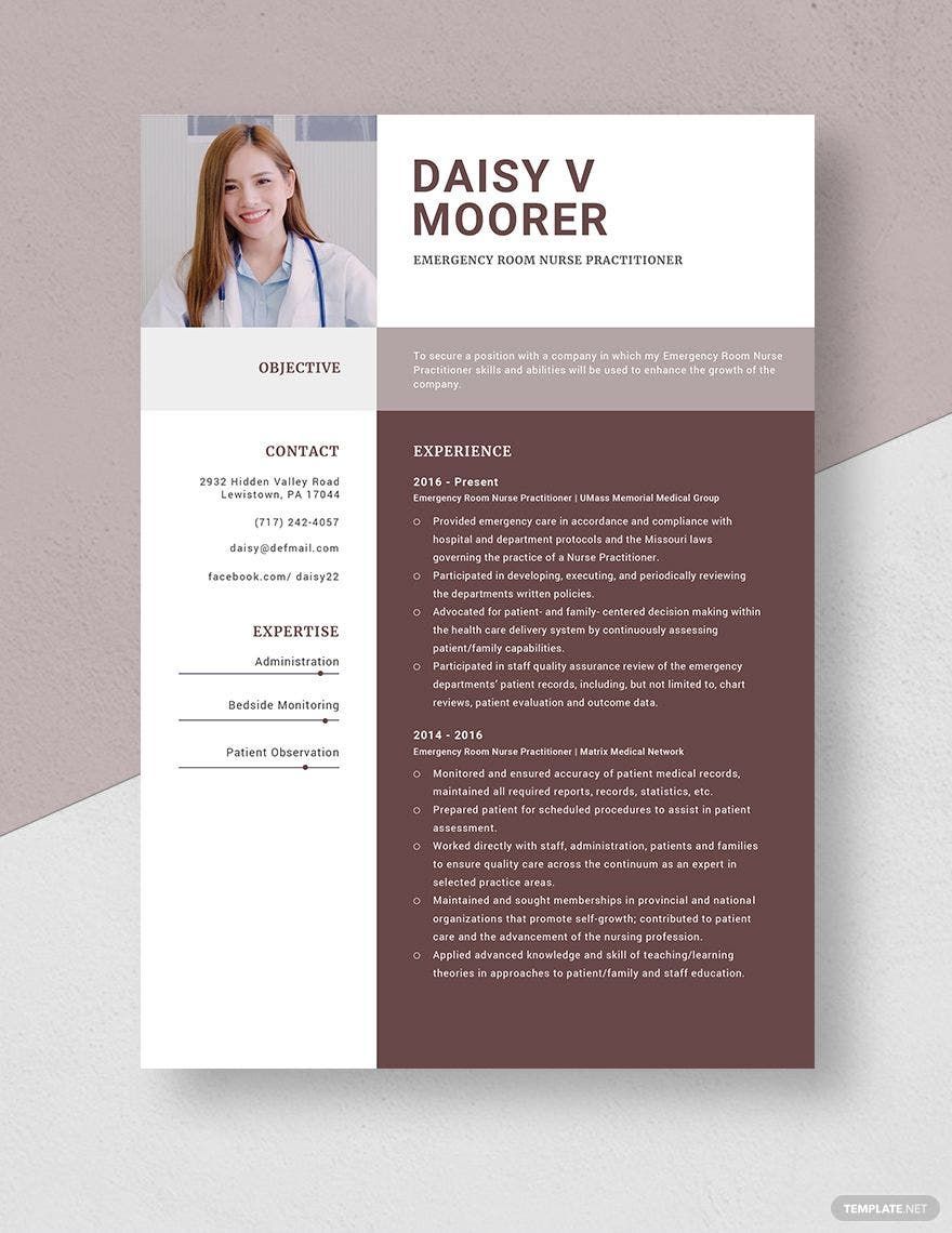 Nurse Practitioner Resume Pages Templates Design Free Download 