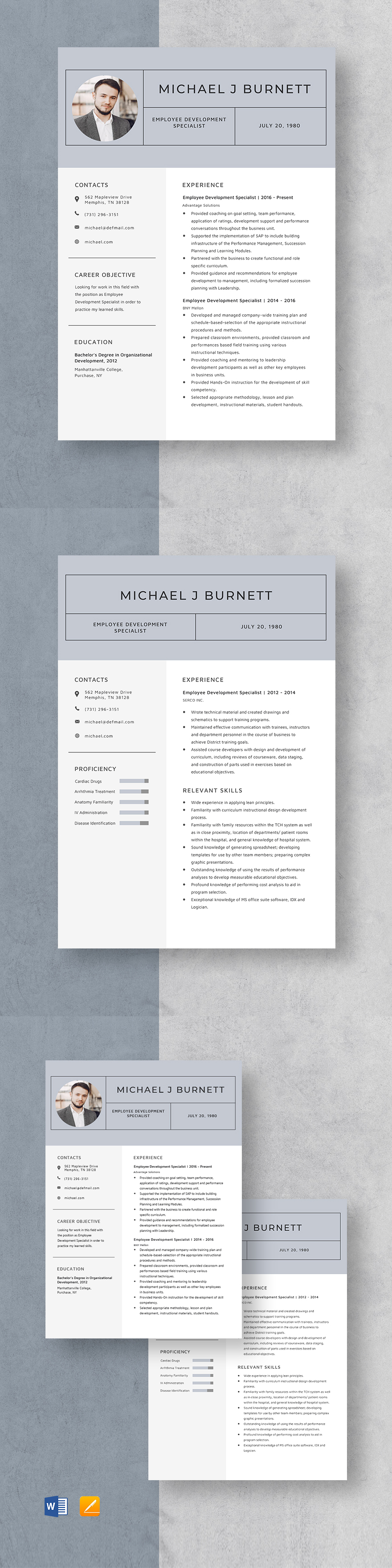 Free Employee Development Specialist Resume Template - Word, Apple ...