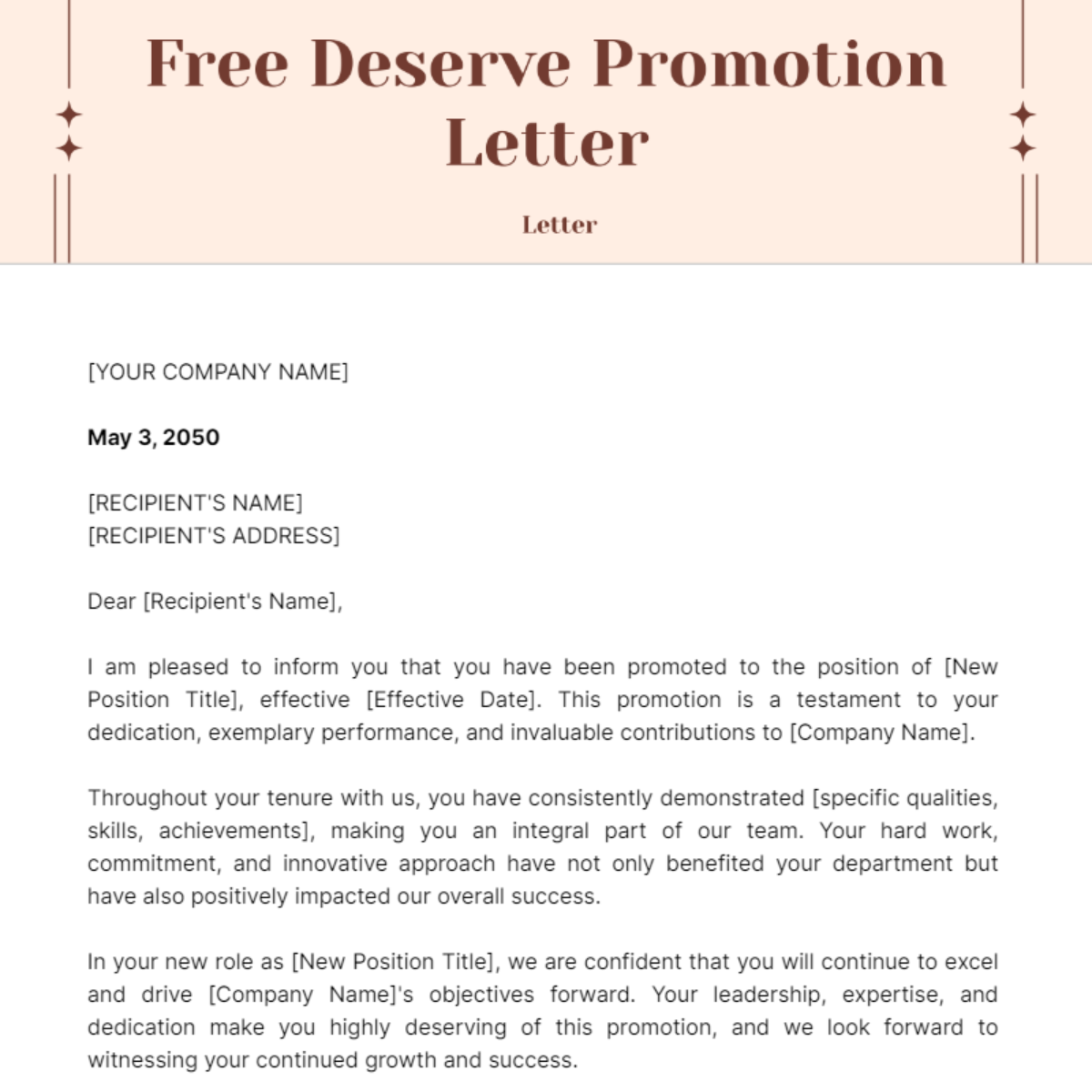 Free Deserve Promotion Letter - Edit Online & Download | Template.net