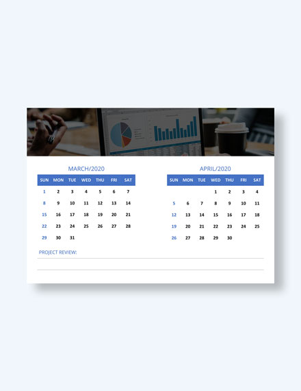 Printable Project Desk Calendar Template - Google Docs, Word, Apple ...
