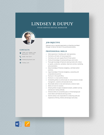 Fast Food Restaurant Manager Resume - Download in Word, Apple Pages ...