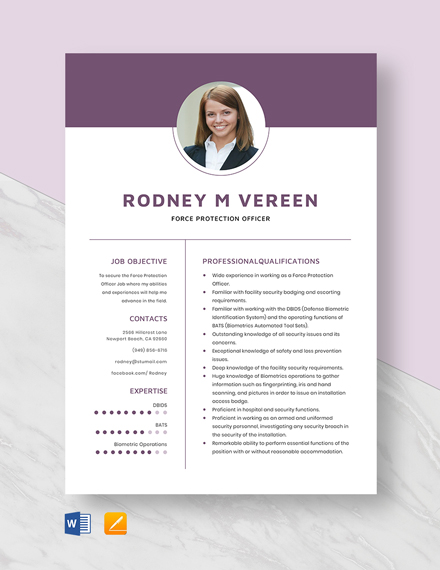 Fire Protection Engineer Resume Template - Word, Apple Pages | Template.net