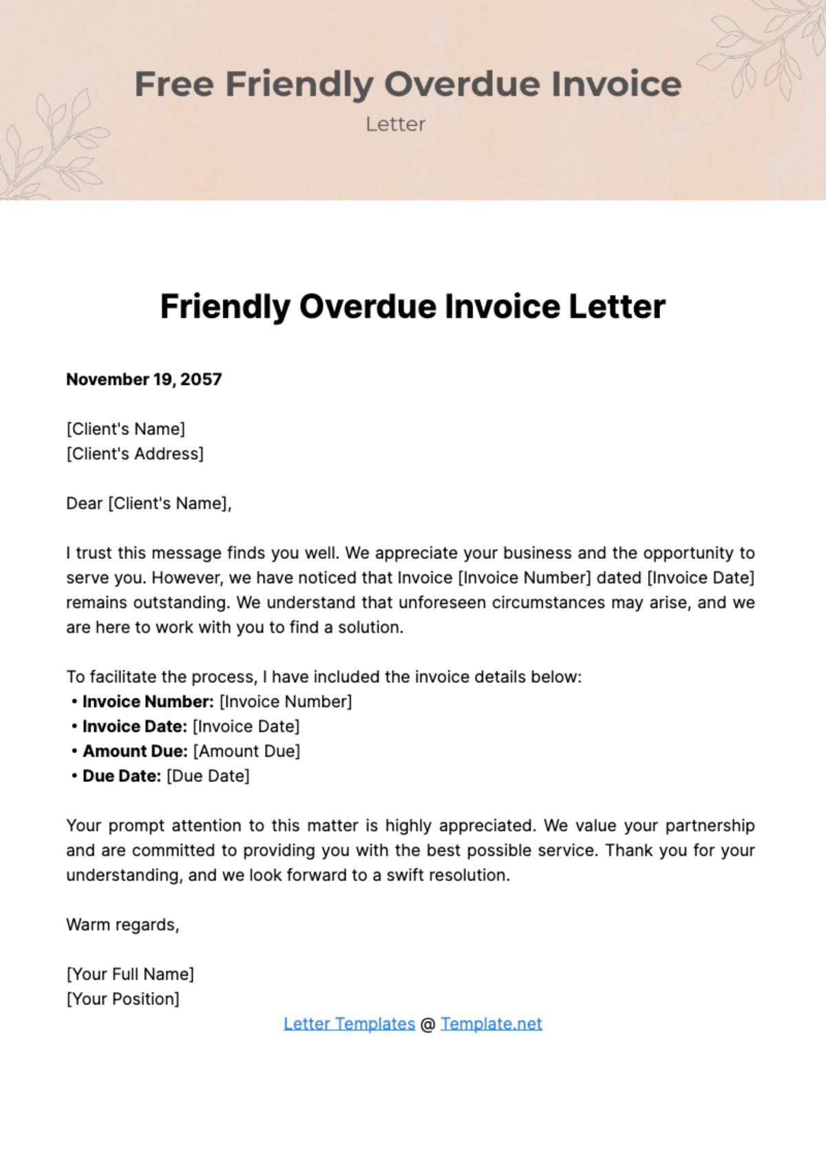 Free Collection Letter Templates Editable And Printable