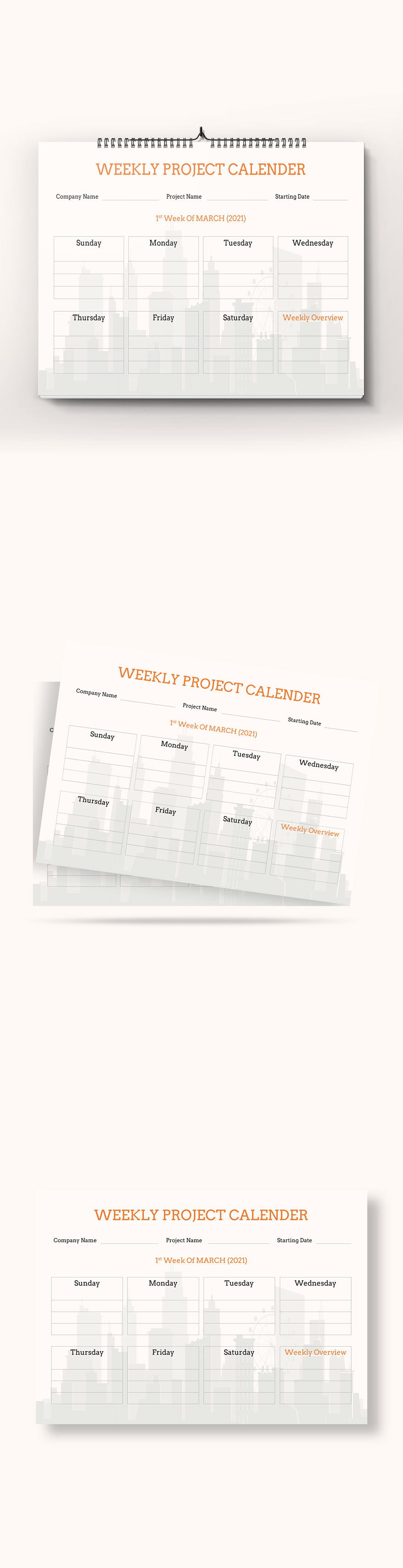 Weekly Project Desk Calendar Template - Google Docs, Word, Apple Pages ...