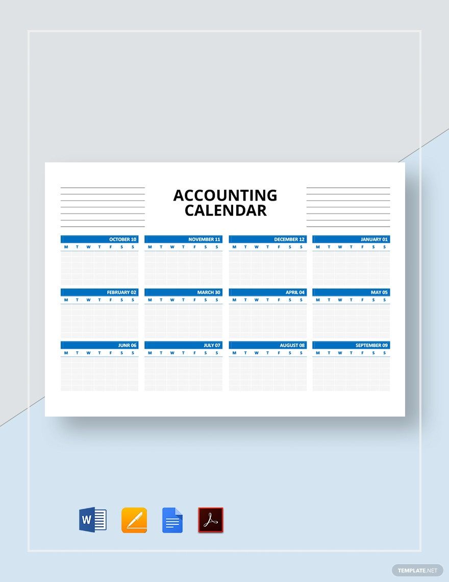 Financial Accounting Desk Calendar Template - Google Docs, Word, Apple ...