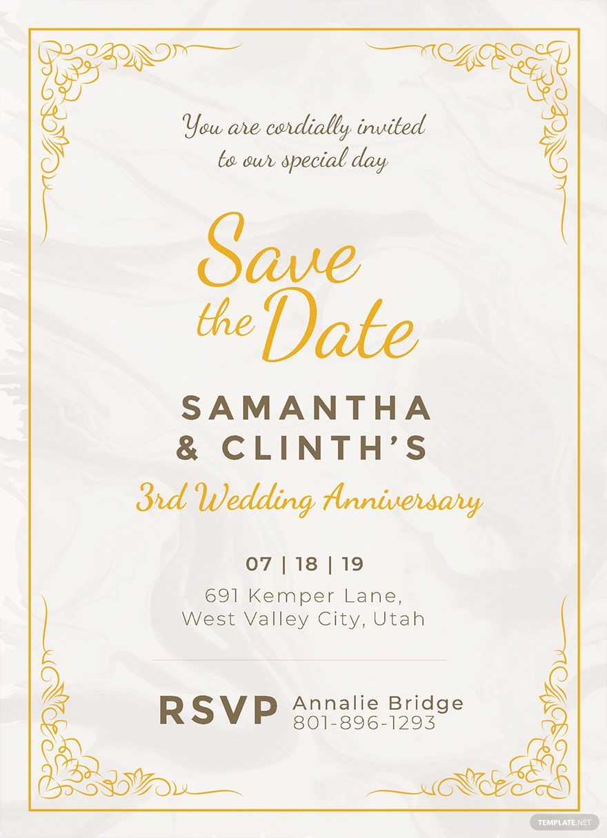 Anniversary Invitation Card Template In Publisher PSD Word Pages