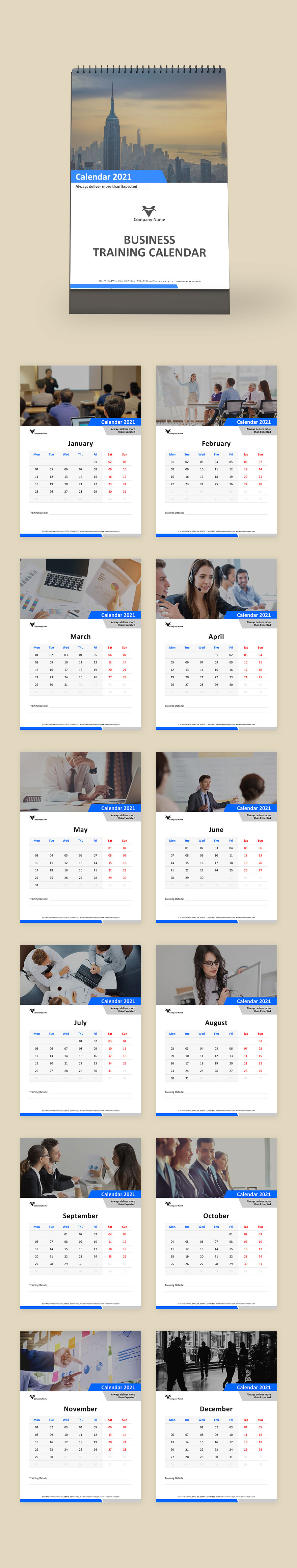 Business Training Desk Calendar Template - Google Docs, Word, Apple ...