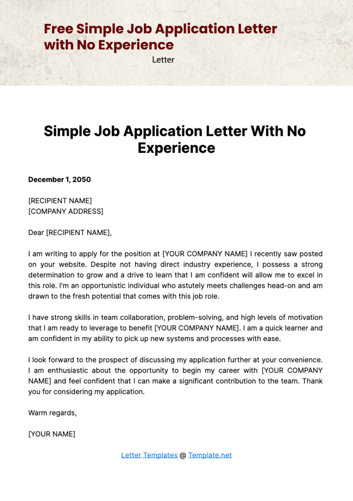Free Job Application Letter Templates Editable And Printable Free Job Application Letter Templates Editable And Printable