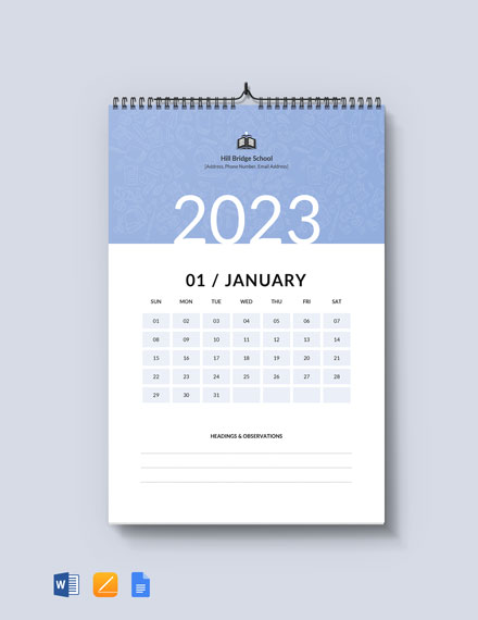 FREE Editable School Desk Calendar Template: Download 1+ Calendar in ...