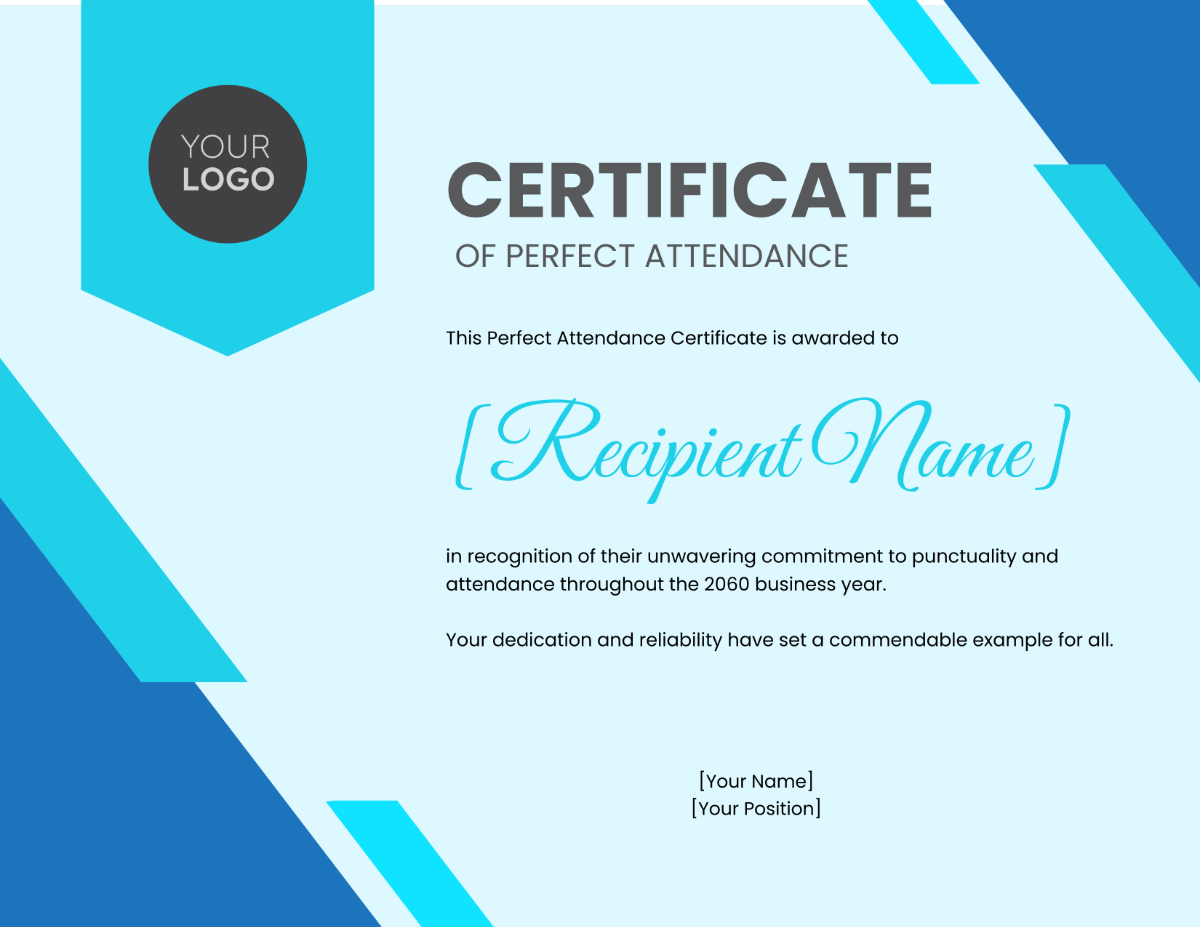 Perfect Attendance Certificate HR Template - Edit Online & Download ...