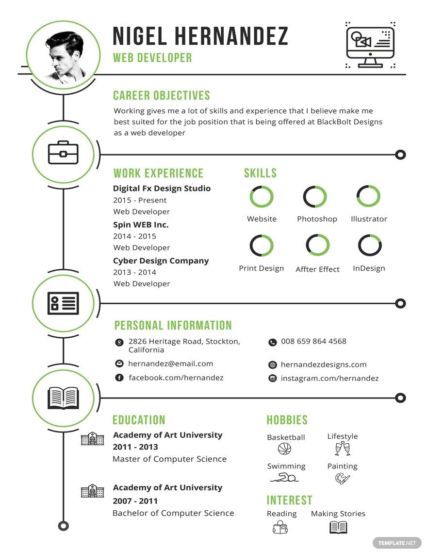 Minimalist Infographic Resume Template Download In Word Illustrator