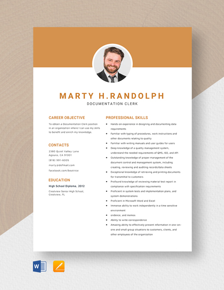 Free Documentation Specialist Resume - Download in Word, Apple Pages ...