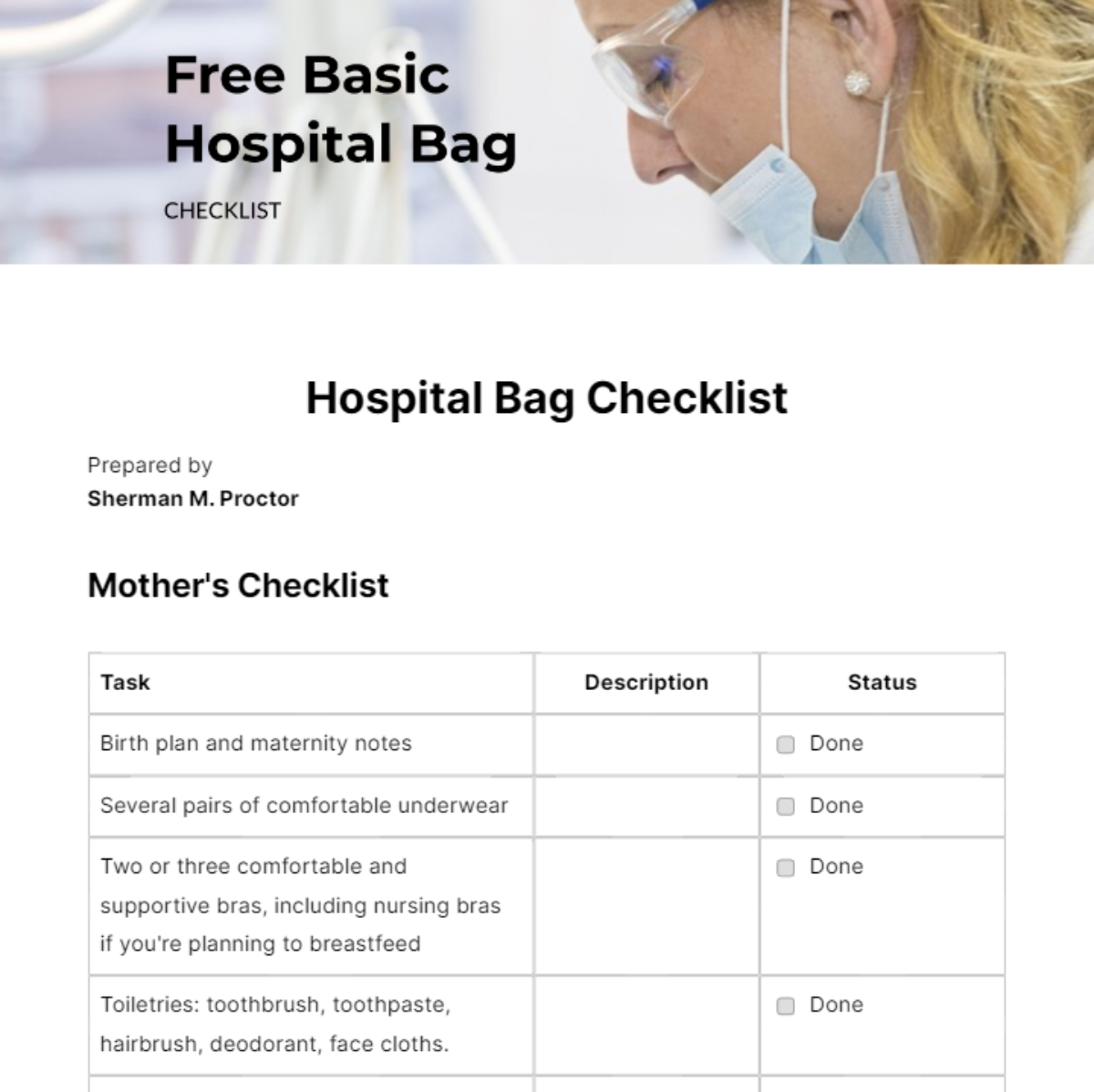 Free Basic Hospital Bag Checklist - Edit Online & Download | Template.net