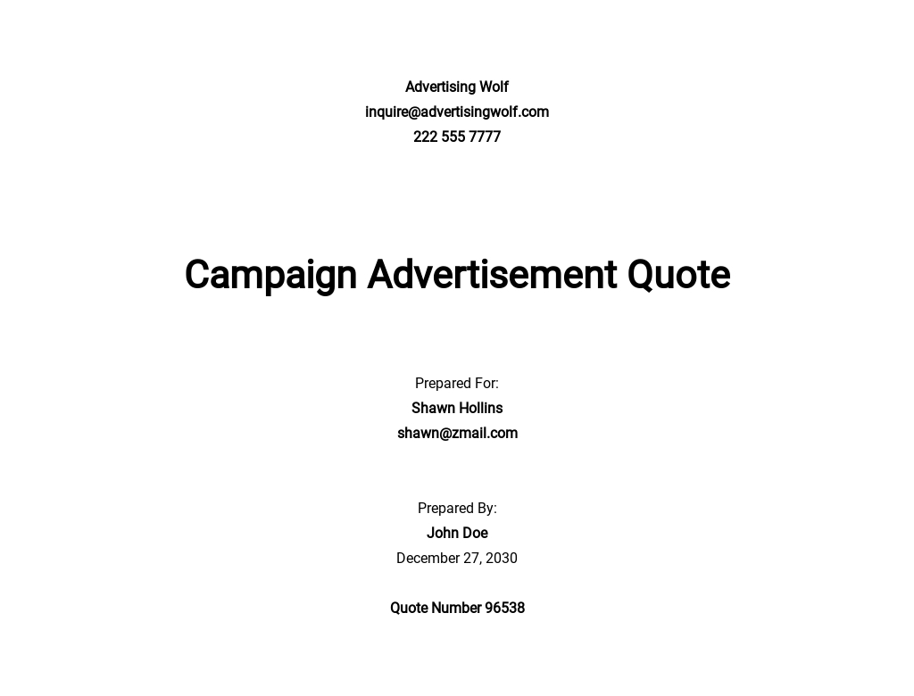 Social Media Advertising Quotation Template - Google Docs, Google ...