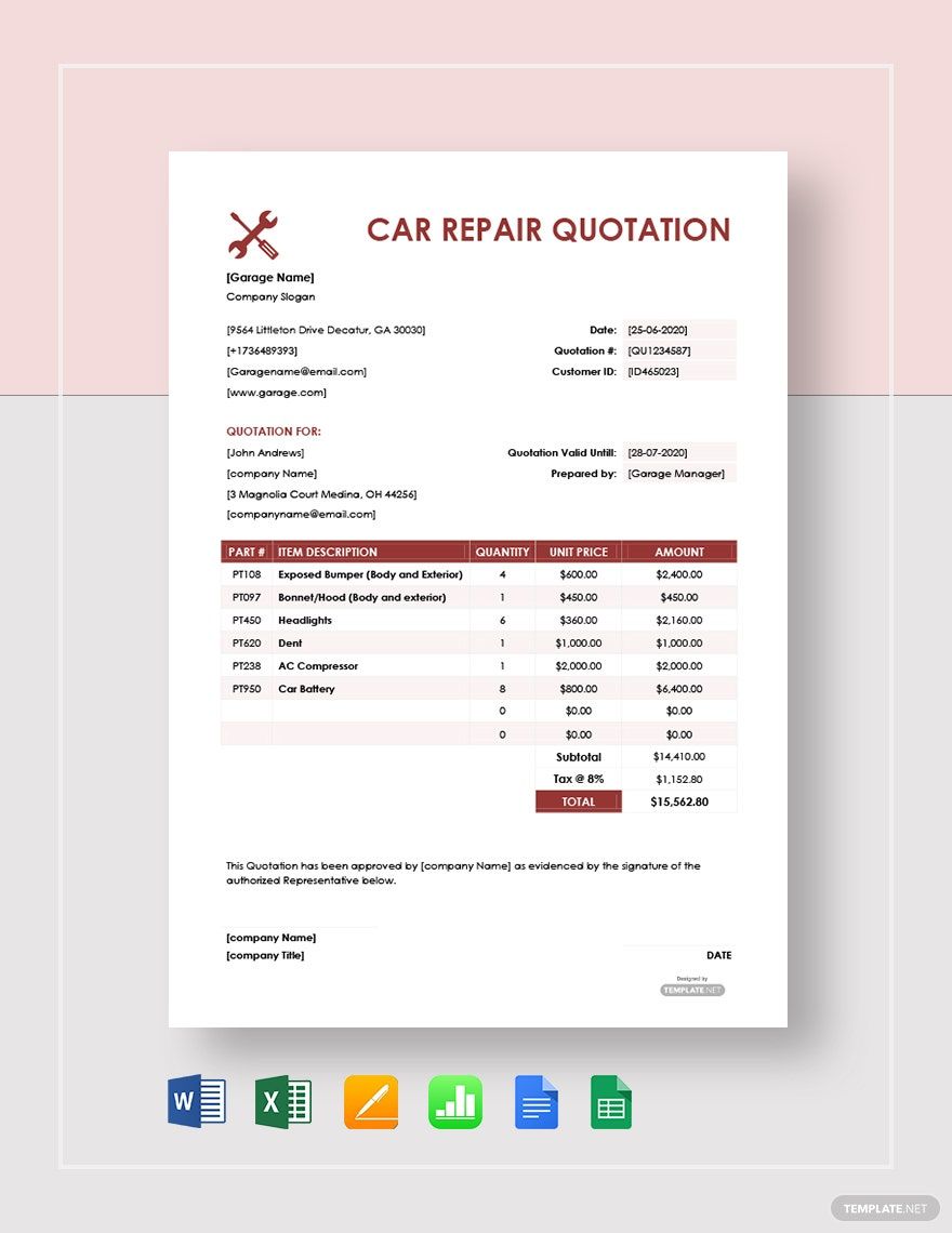 FREE Car Excel Template Download Template