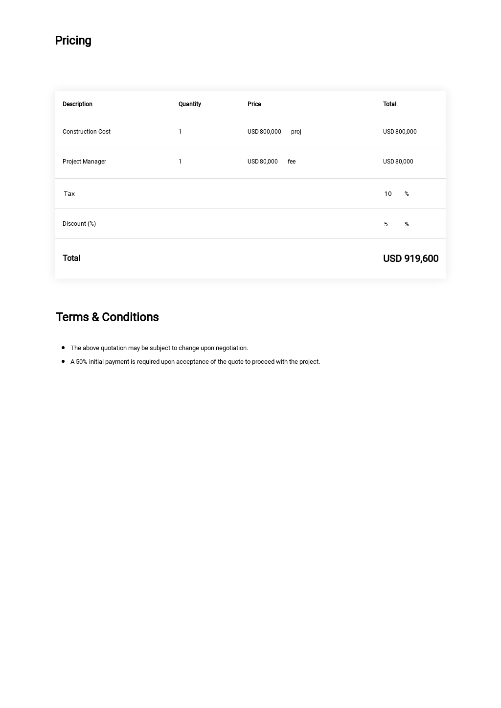 Construction Project Quotation Template [Free PDF] - Google Docs ...