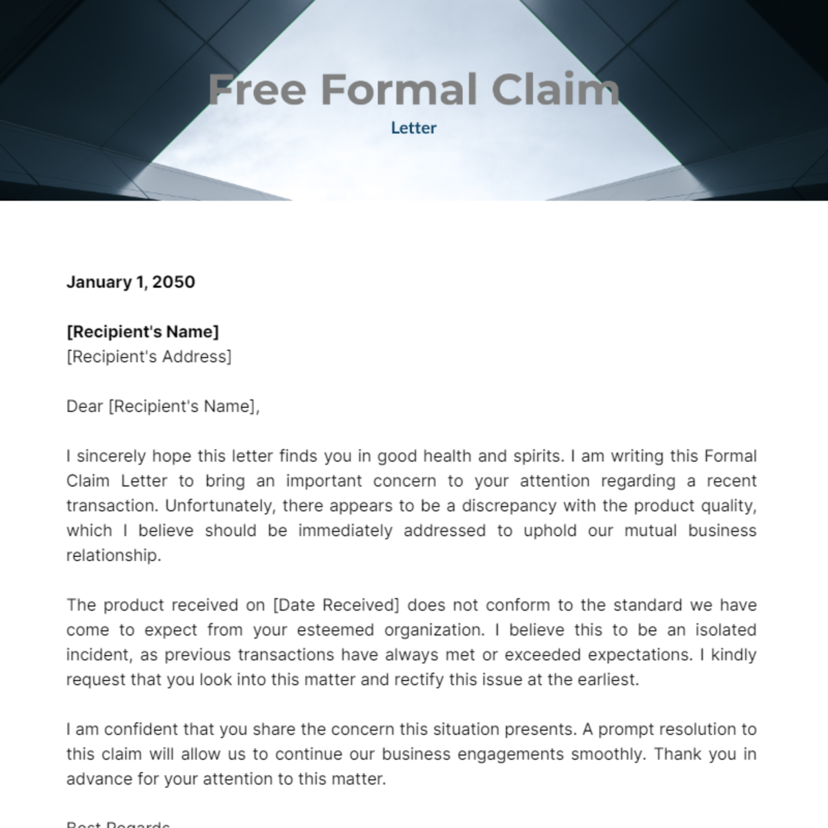 Free Formal Claim Letter - Edit Online & Download | Template.net
