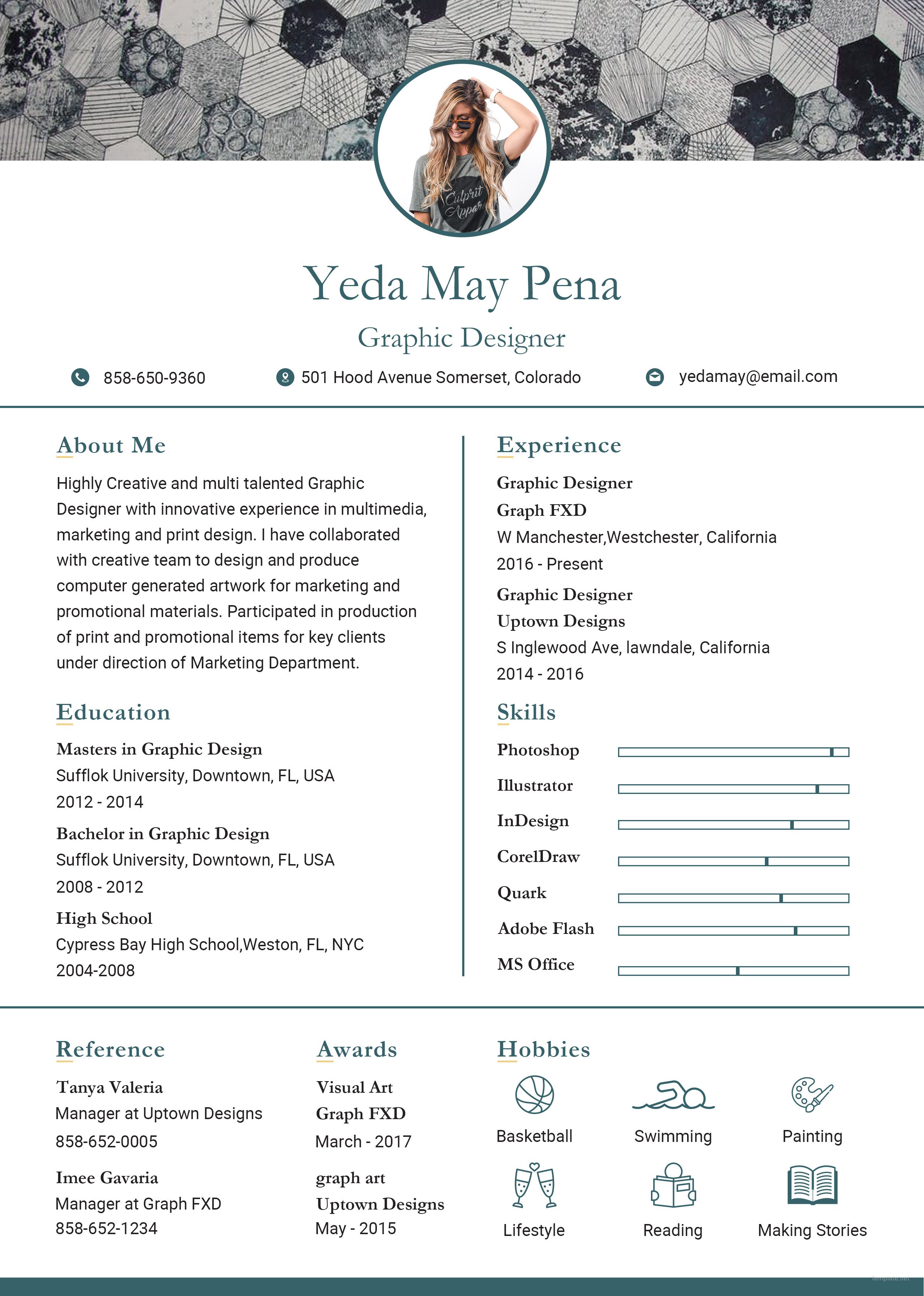 Free Modern Resume And CV Template In Adobe Photoshop Microsoft Word 