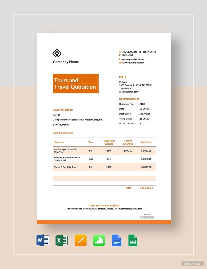 Quotations Templates Google Docs Format Free Download Template