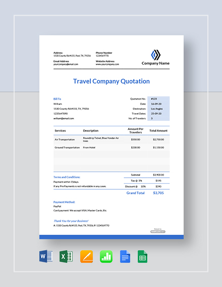 FREE Travel Expense Quotation Template: Download undefined+ Quotations ...