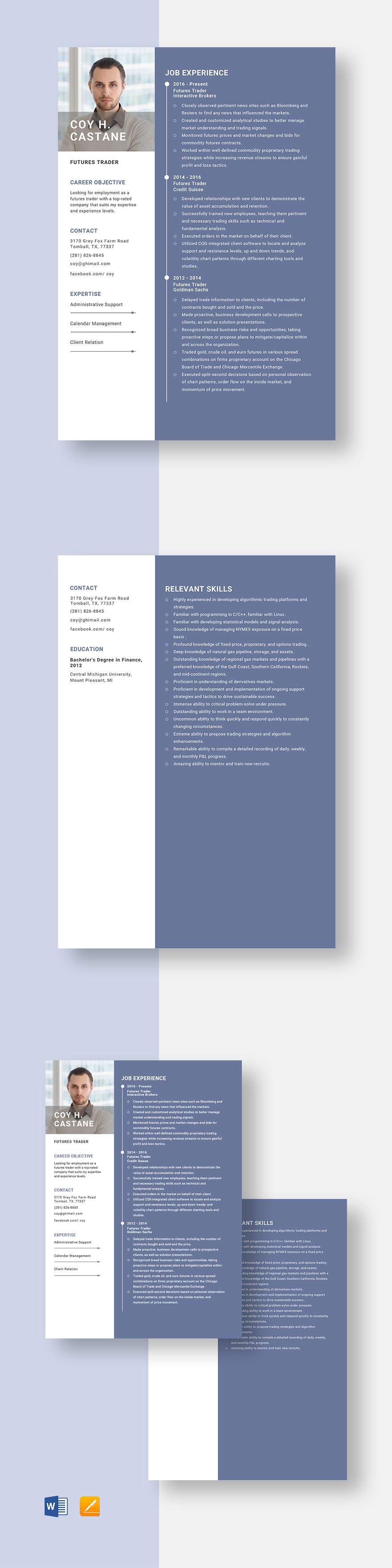 Fixed Income Trader Resume Template - Word, Apple Pages | Template.net