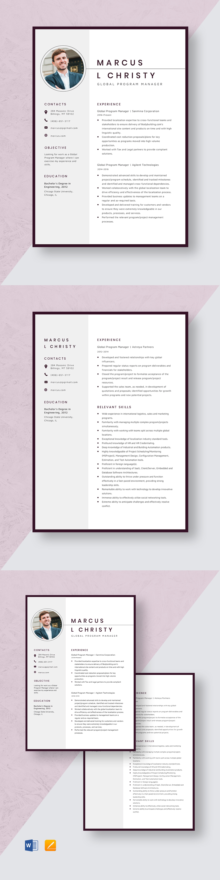 Free International Program Manager Resume Template - Word, Apple Pages ...