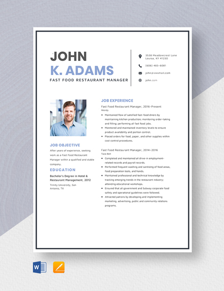 10+ Restaurant Resume Templates in Word | PDF | DOC
