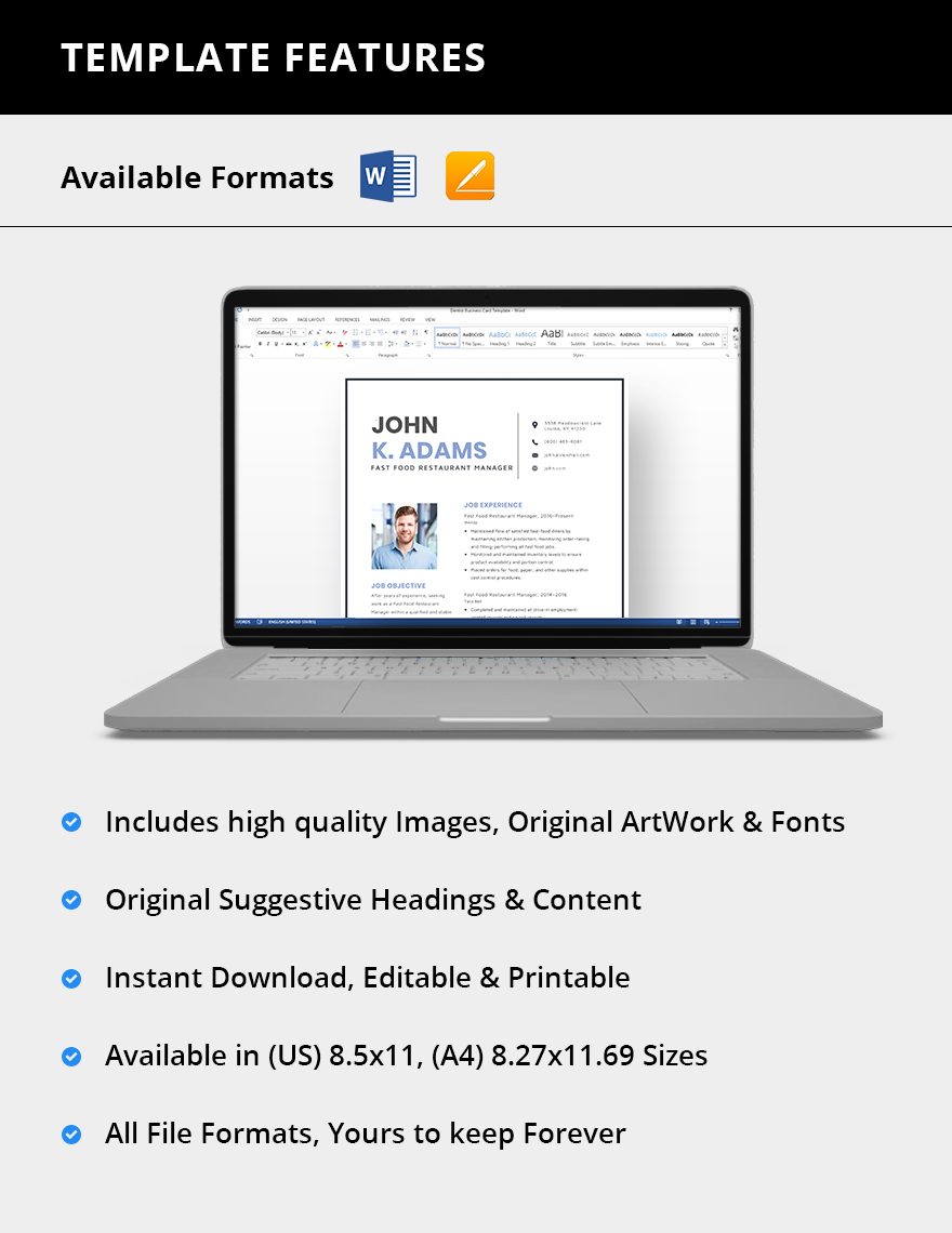 Fast Food Restaurant Manager Resume Download In Word Apple Pages 