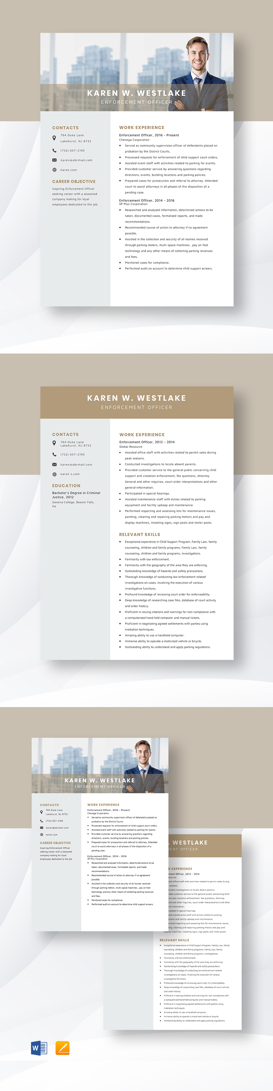Free Enforcement Officer Resume Template - Word, Apple Pages | Template.net