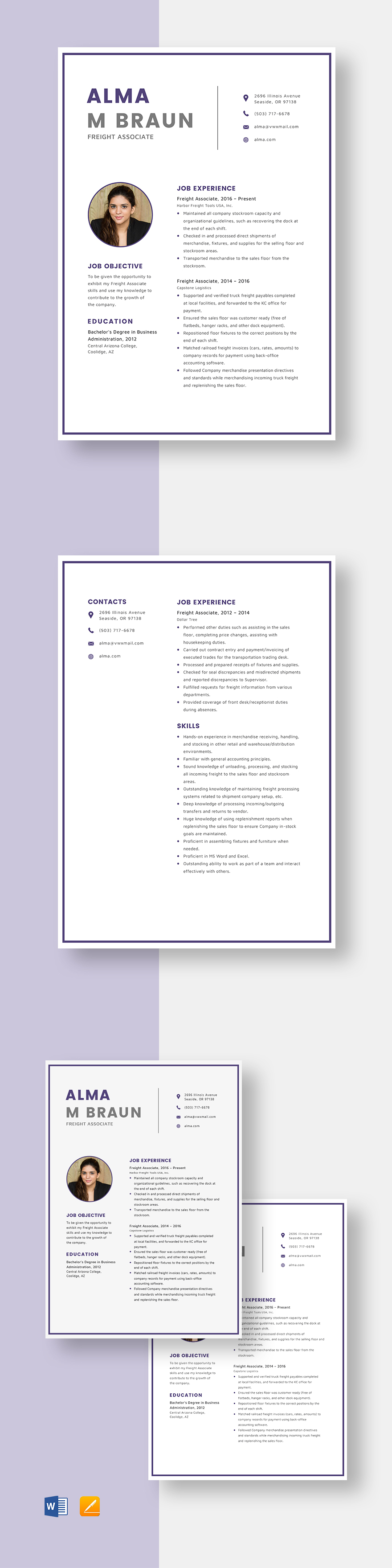 Free Freight Associate Resume Template - Word, Apple Pages | Template.net