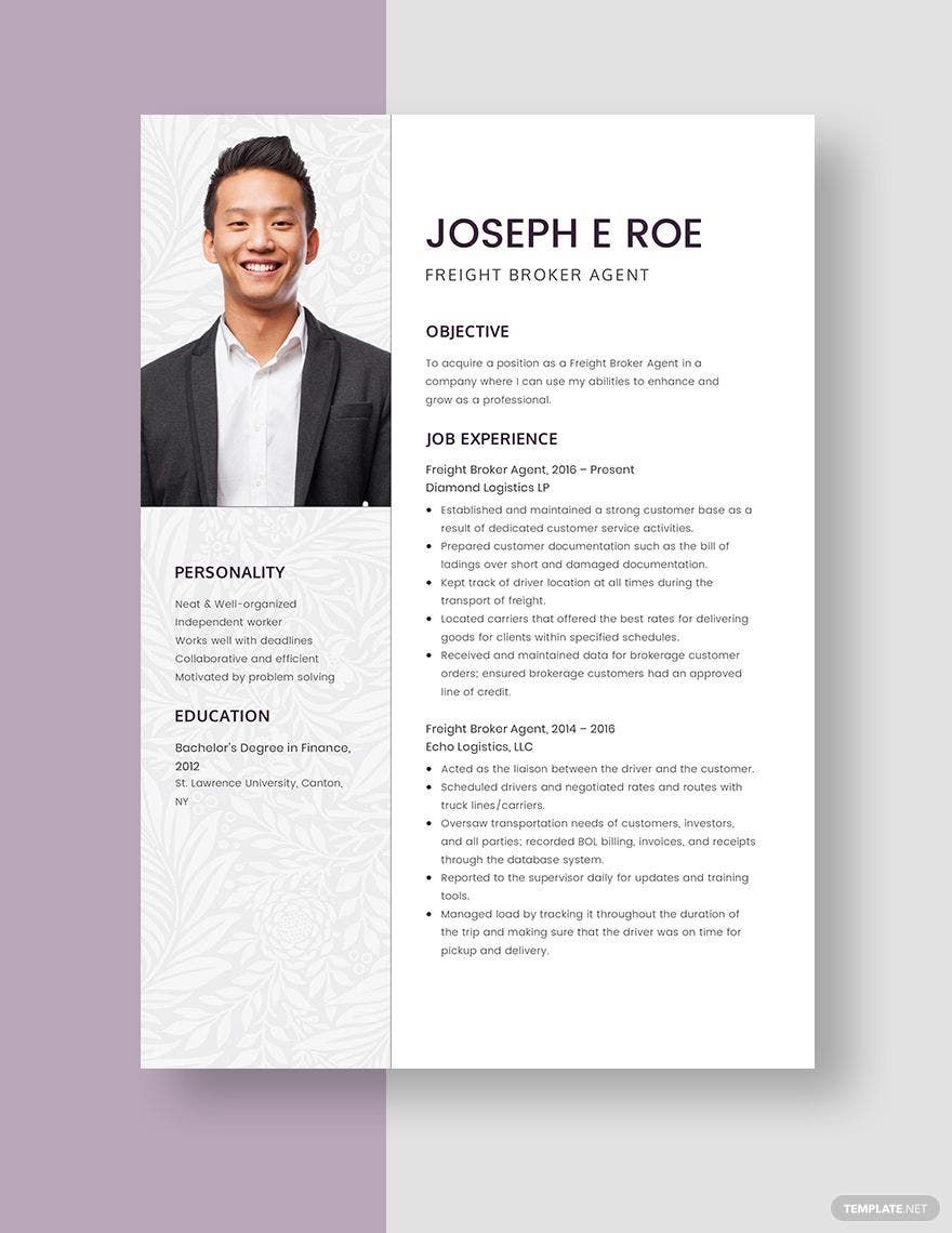 Free Freight Broker Agent Resume Download In Word Apple Pages 