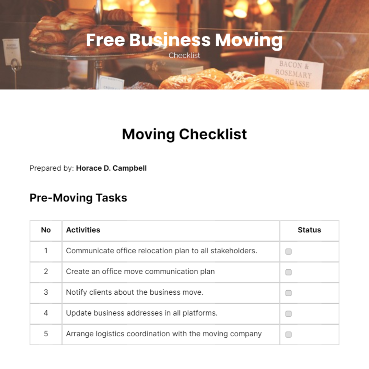 Free Business Moving Checklist - Edit Online & Download | Template.net