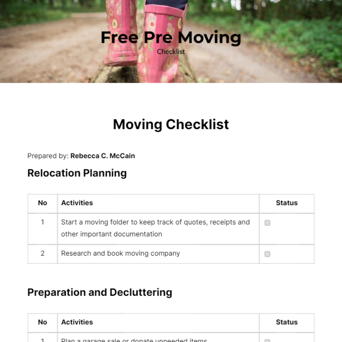 Free Pre Moving Checklist - Edit Online & Download | Template.net