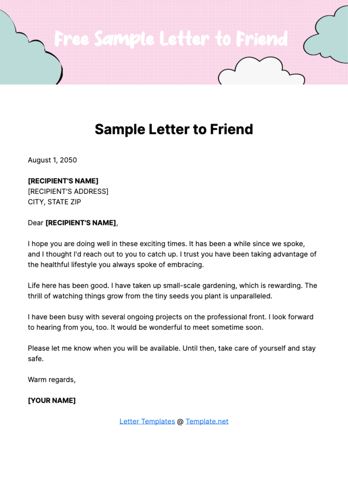 Sample Letter To Friend Congratulation Letter To Friend Template