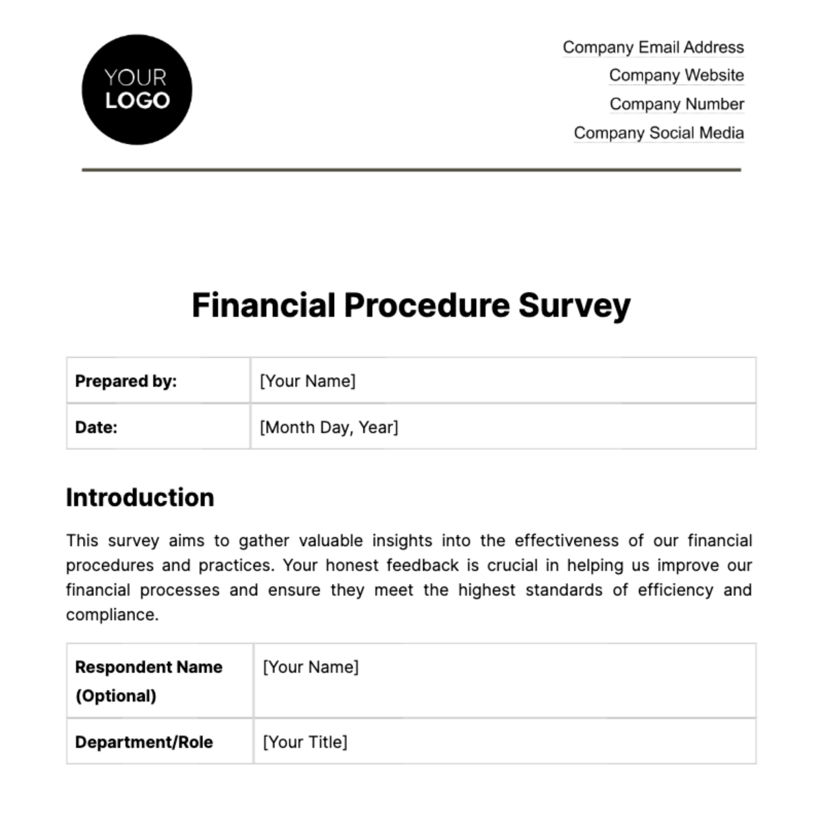 Financial Procedure Survey Template - Edit Online & Download Example ...