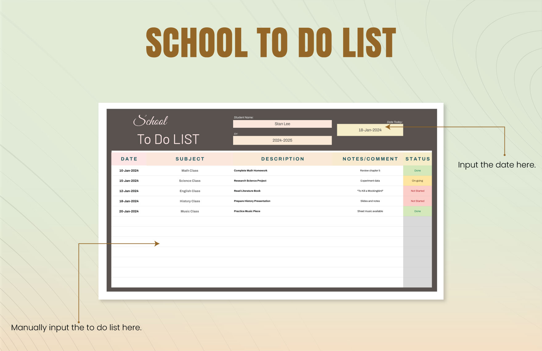 School To Do List Template in Excel, Google Sheets - Download ...
