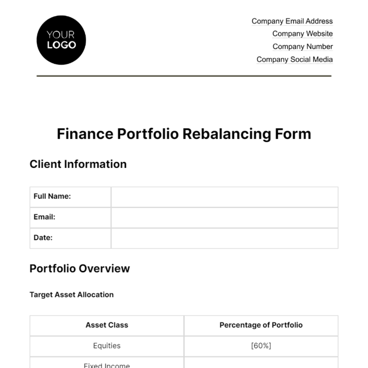 Finance Portfolio Rebalancing Form Template Edit Online Download Finance Portfolio Rebalancing Form Template Edit Online Download