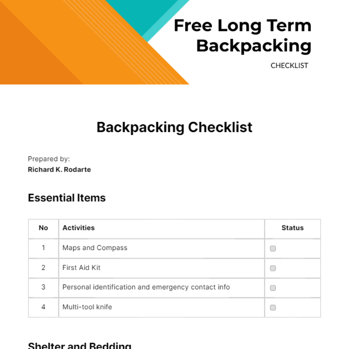 Long Term Backpacking Checklist Edit Online Download Example long-term-backpacking-checklist-edit-online-download-example