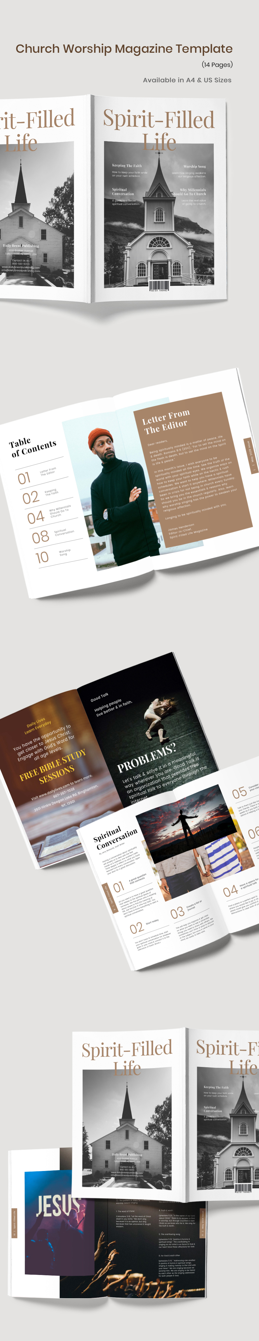 Simple Church Magazine Template - InDesign, Word, Apple Pages ...