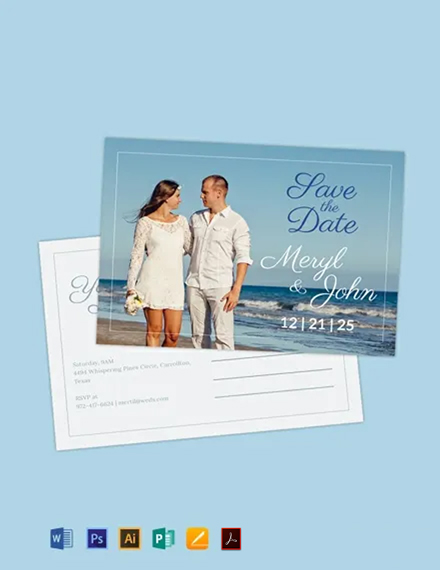 Save the Date Postcard Template - Illustrator, Word, Apple Pages, PSD ...